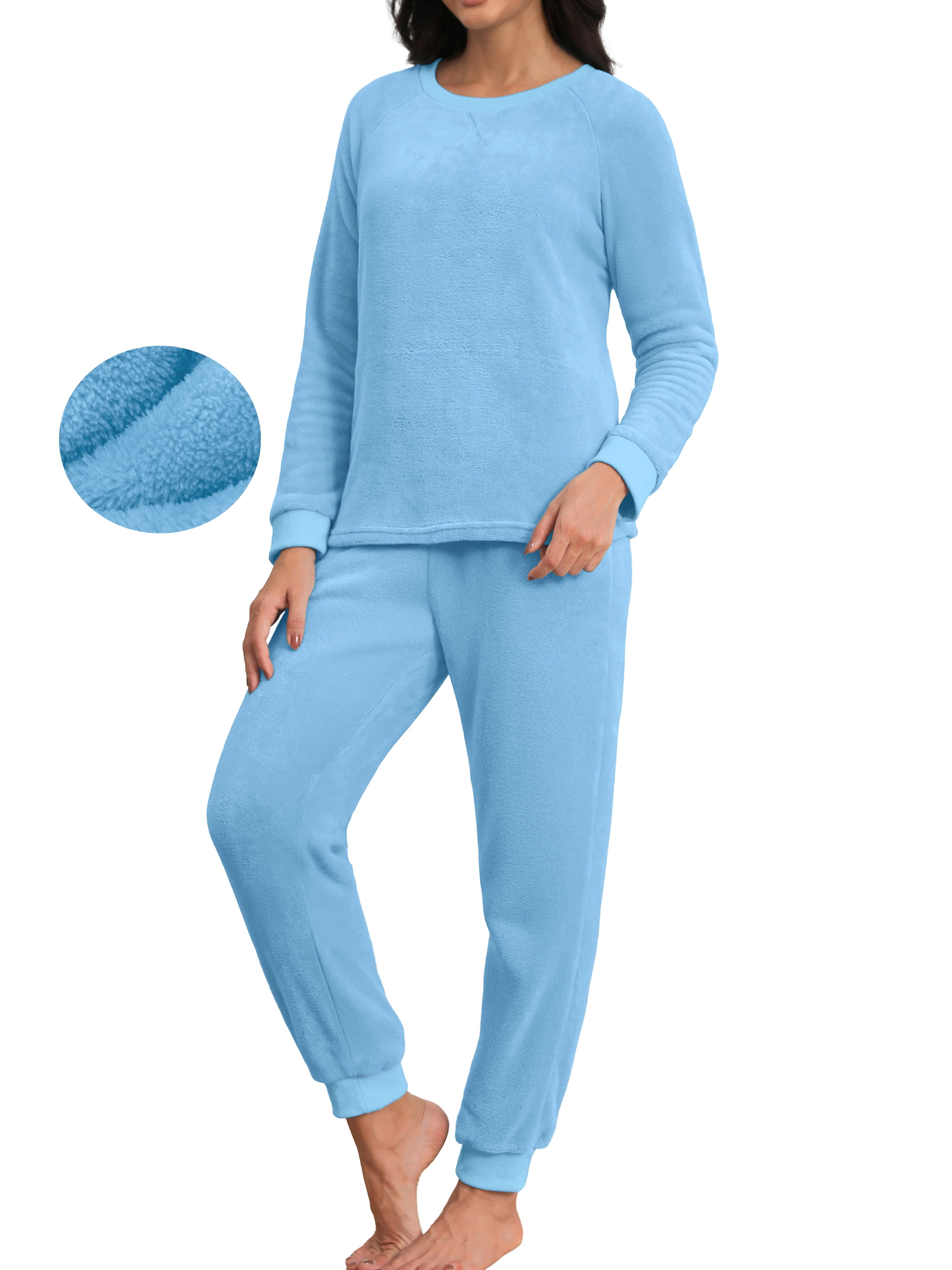 MINTREUS Fluffy Pajamas for Women Soft Comfy Pjs Sleepwear Loungewear ...
