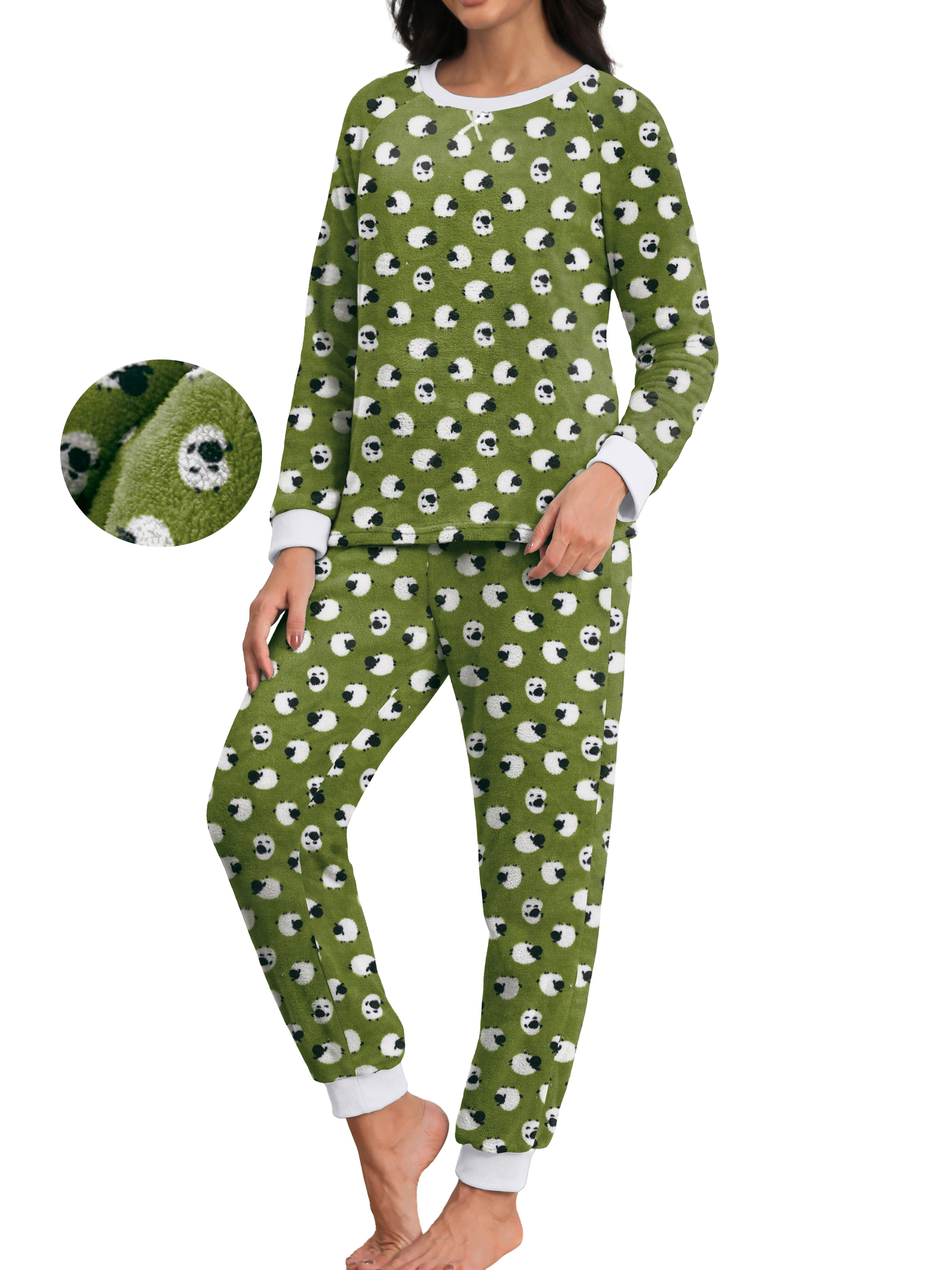 MINTREUS Fluffy Pajamas for Women Soft Comfy Pjs Sleepwear Loungewear ...