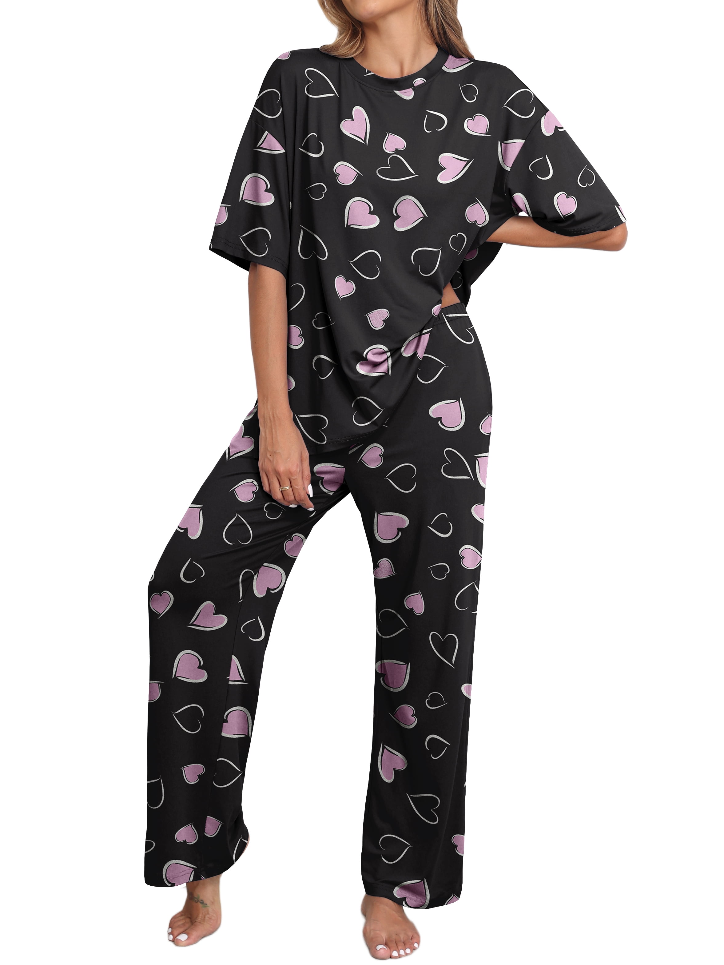 MINTREUS Lounge Sets for Women Knit Short Sleeve Tops and Long Pants ...