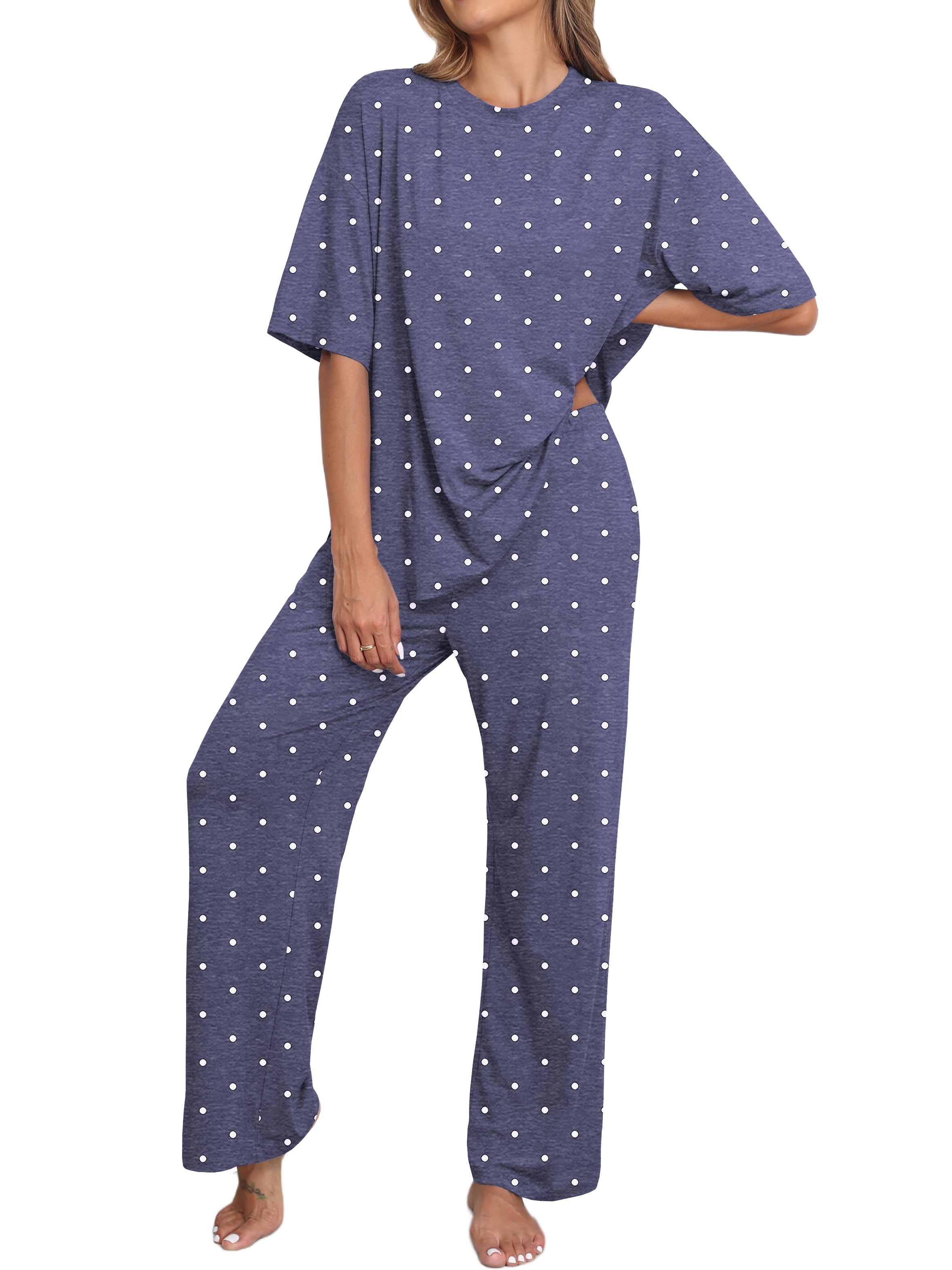 MINTREUS Lounge Sets for Women Knit Short Sleeve Tops and Long Pants ...