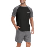 MINTREUS Men's Pajama Set, Short Sleeve Round Neck, Raglan Sleepwear ...