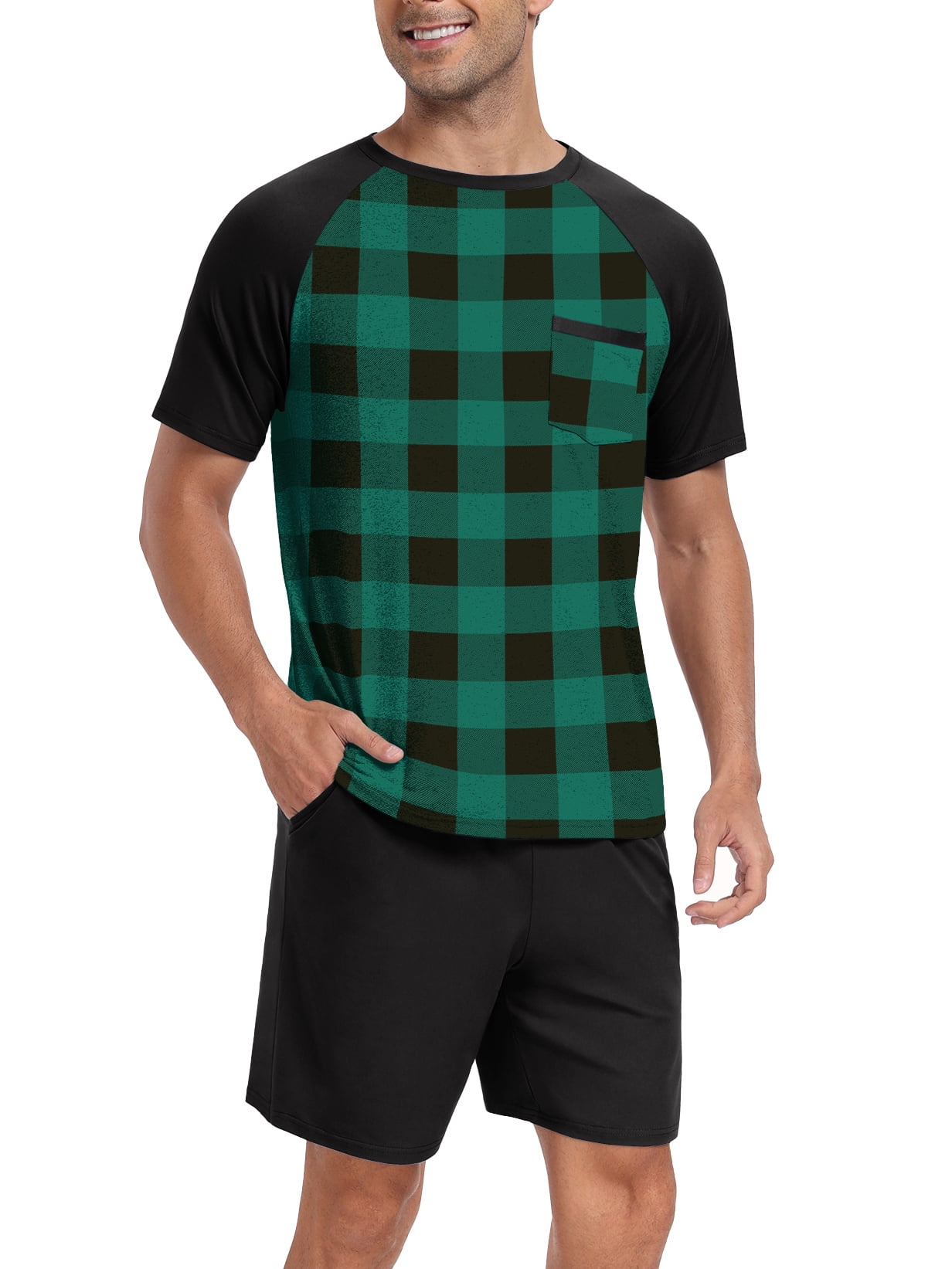 MINTREUS Men's Pajama Set Short sleeved Round Neck 2-piece Set Men's ...