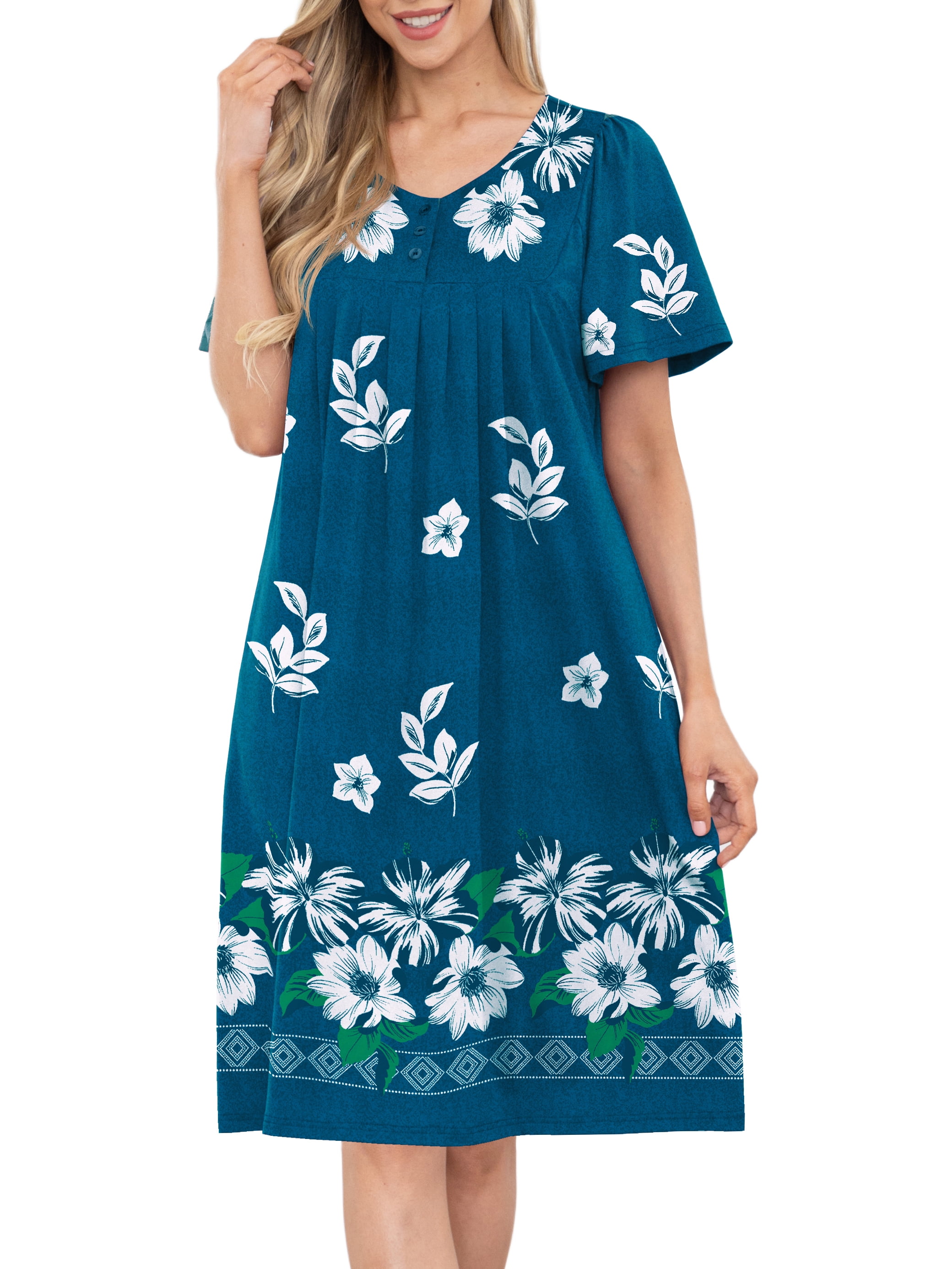 MINTREUS Nightgowns for Women, Short Sleeve Sleep Dress, Comfy Jersey ...