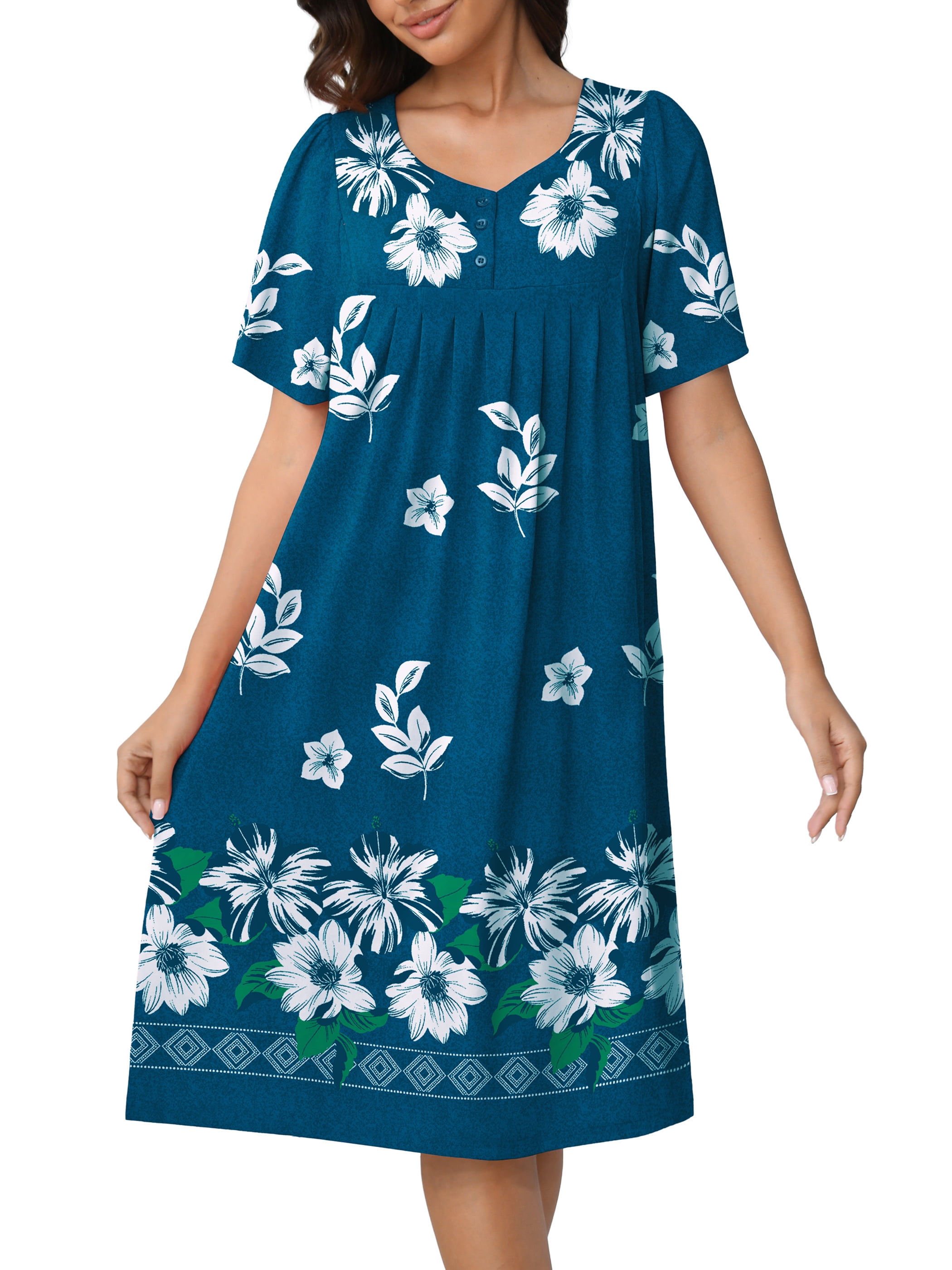 MINTREUS Nightgowns for Women, Short Sleeve Sleep Dress, Comfy Jersey ...