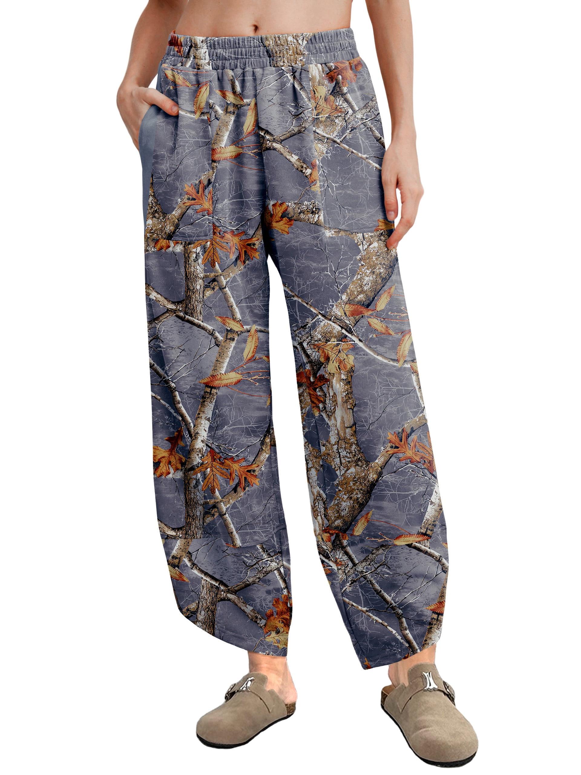 MINTREUS Womens Baggy Wide Leg Harem Pants Casual Elastic Waisted ...