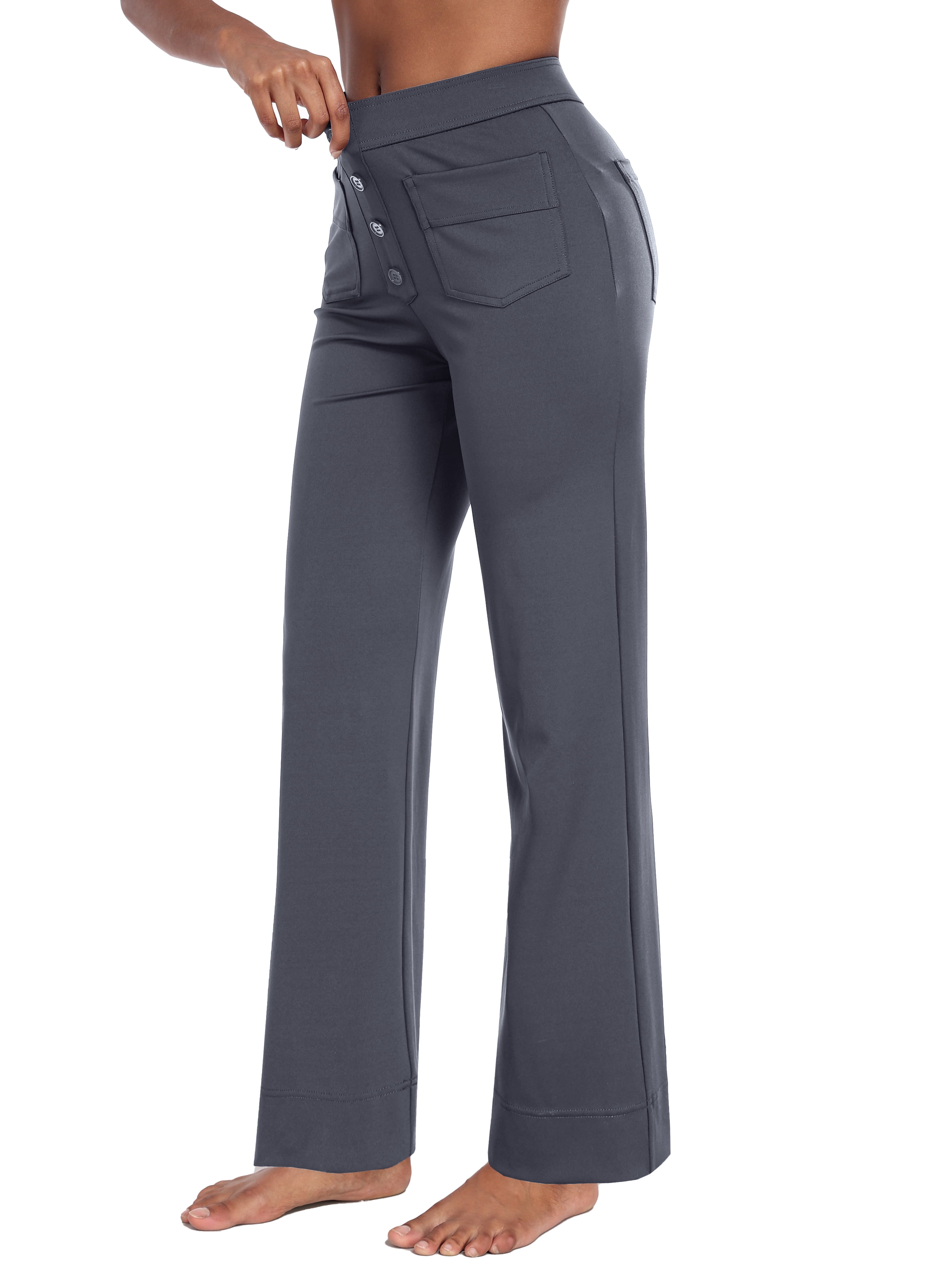 MINTREUS Wide Leg Pants Woman Yoga Pants with Pockets Stretch Loose ...