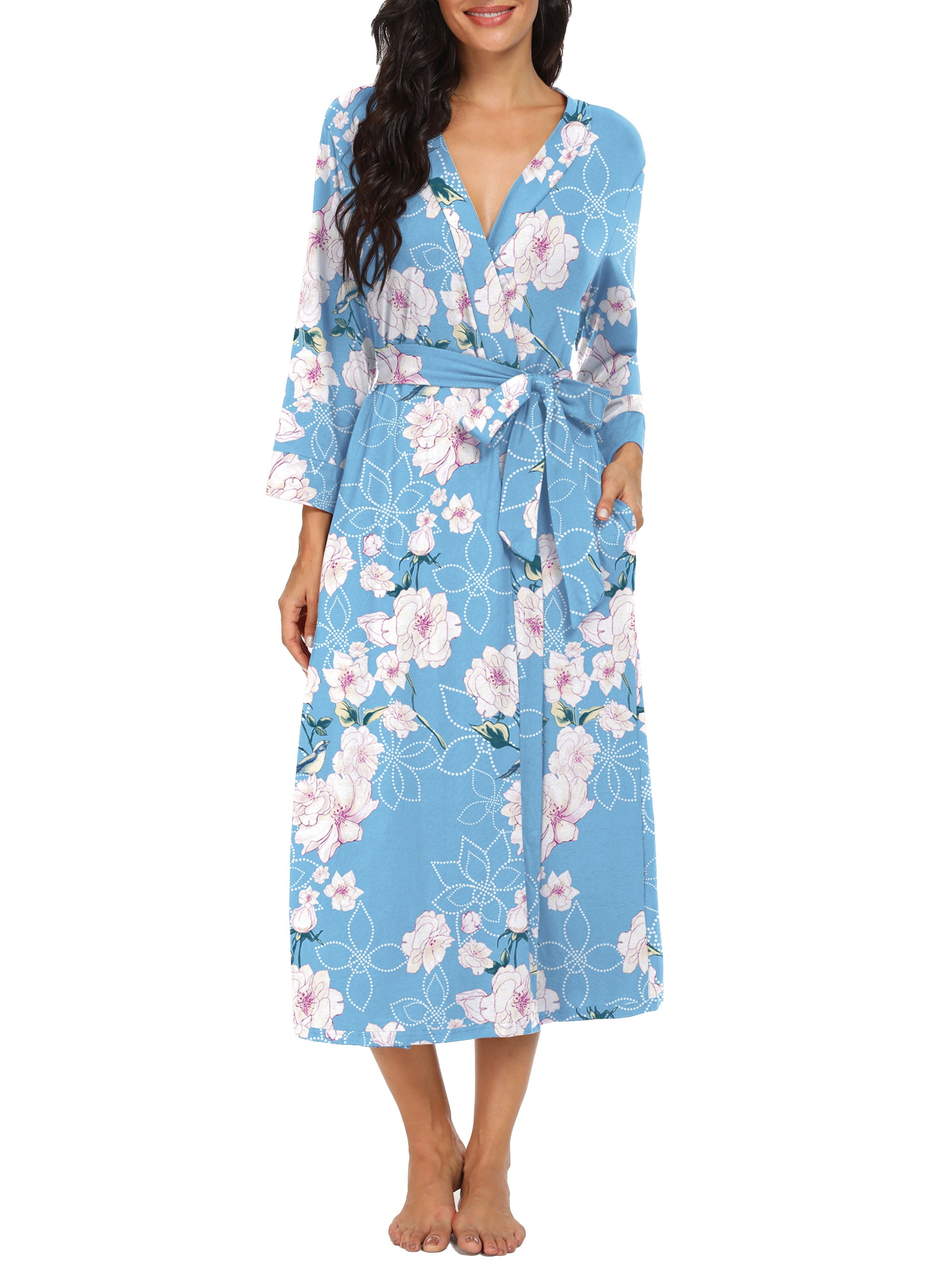 MINTREUS Women's Lightweight Kimono Robe, Soft Knit Sleepwear ...