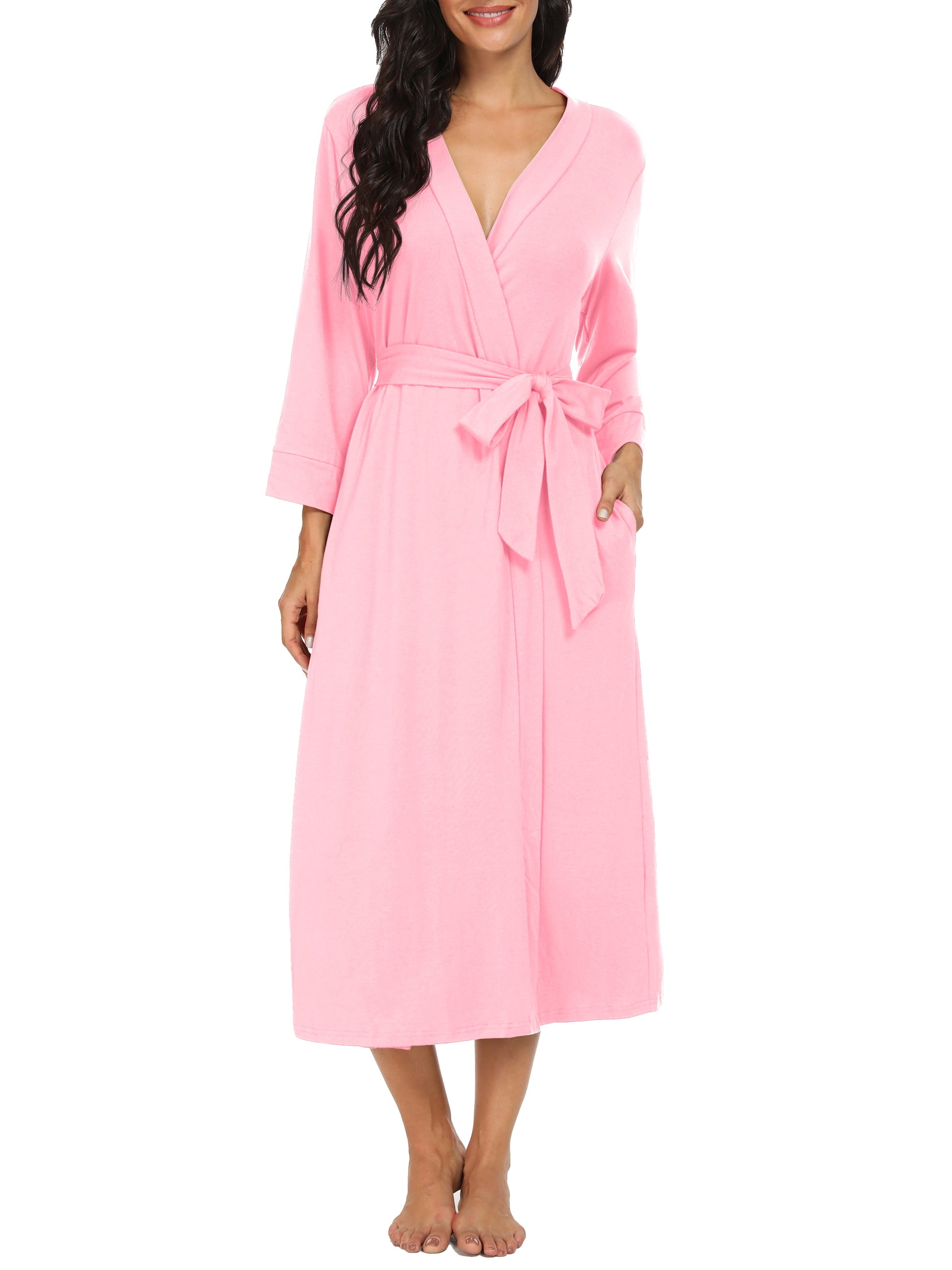 MINTREUS Women's Lightweight Kimono Robes, Long Knit Bathrobe, Soft ...