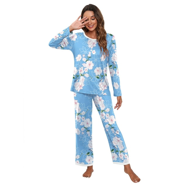 MINTREUS Women's Soft Pajama Set, Long Sleeve Sleepwear, Lounge Set ...