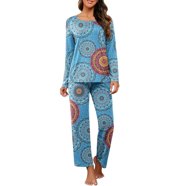 MINTREUS Women's Pajama Set Soft Long Sleeve Sleepwear & Lounge Set ...