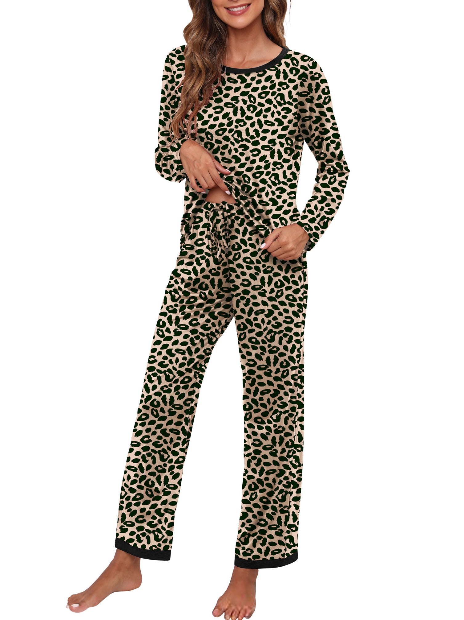 MINTREUS Women's Soft & Lightweight Pajama Set, Long Sleeve Sleepwear ...