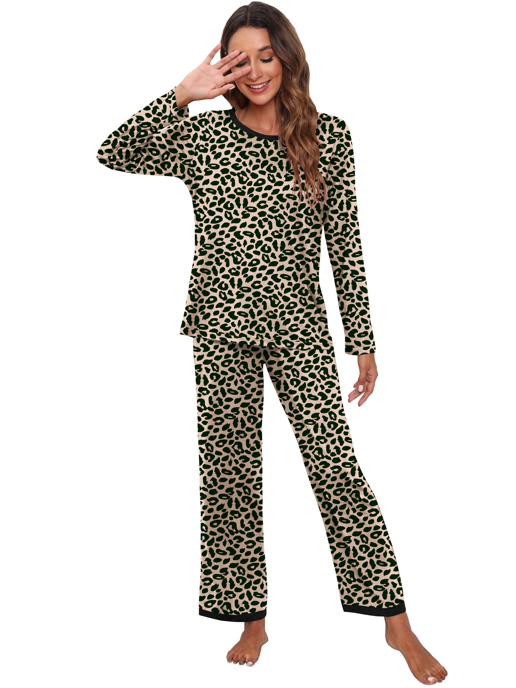 MINTREUS Women's Soft Pajama Set, Long Sleeve Sleepwear, Lightweight ...