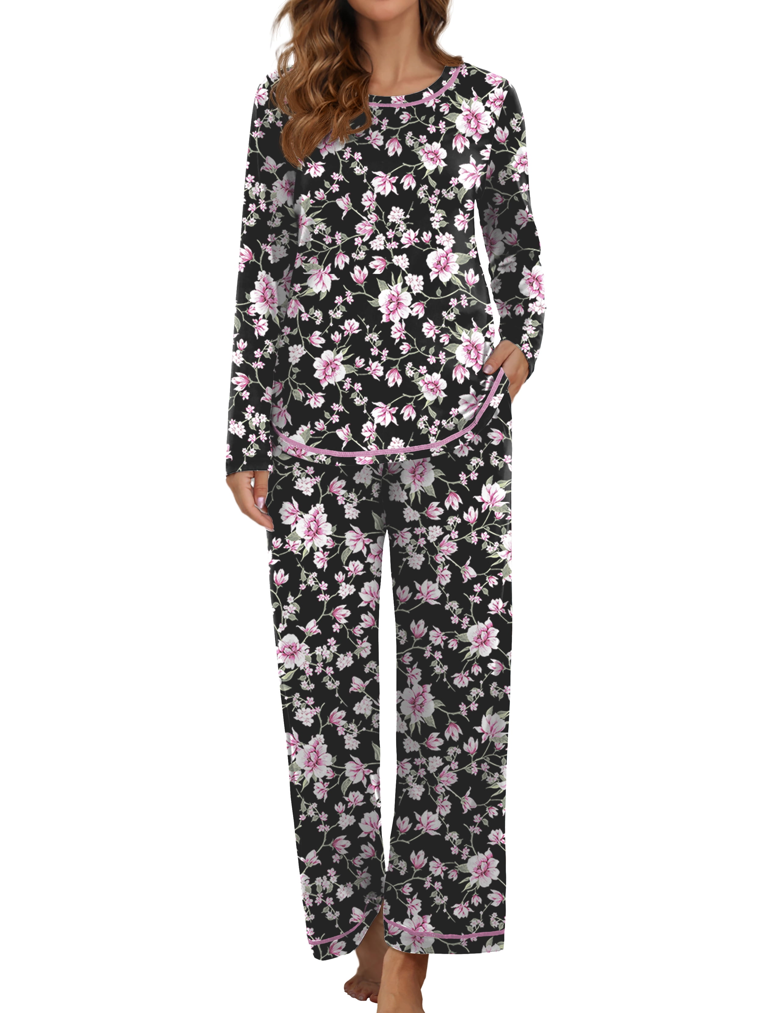 MINTREUS Women's Pajama Set Long Sleeve Sleepwear Set Soft Two Piece ...