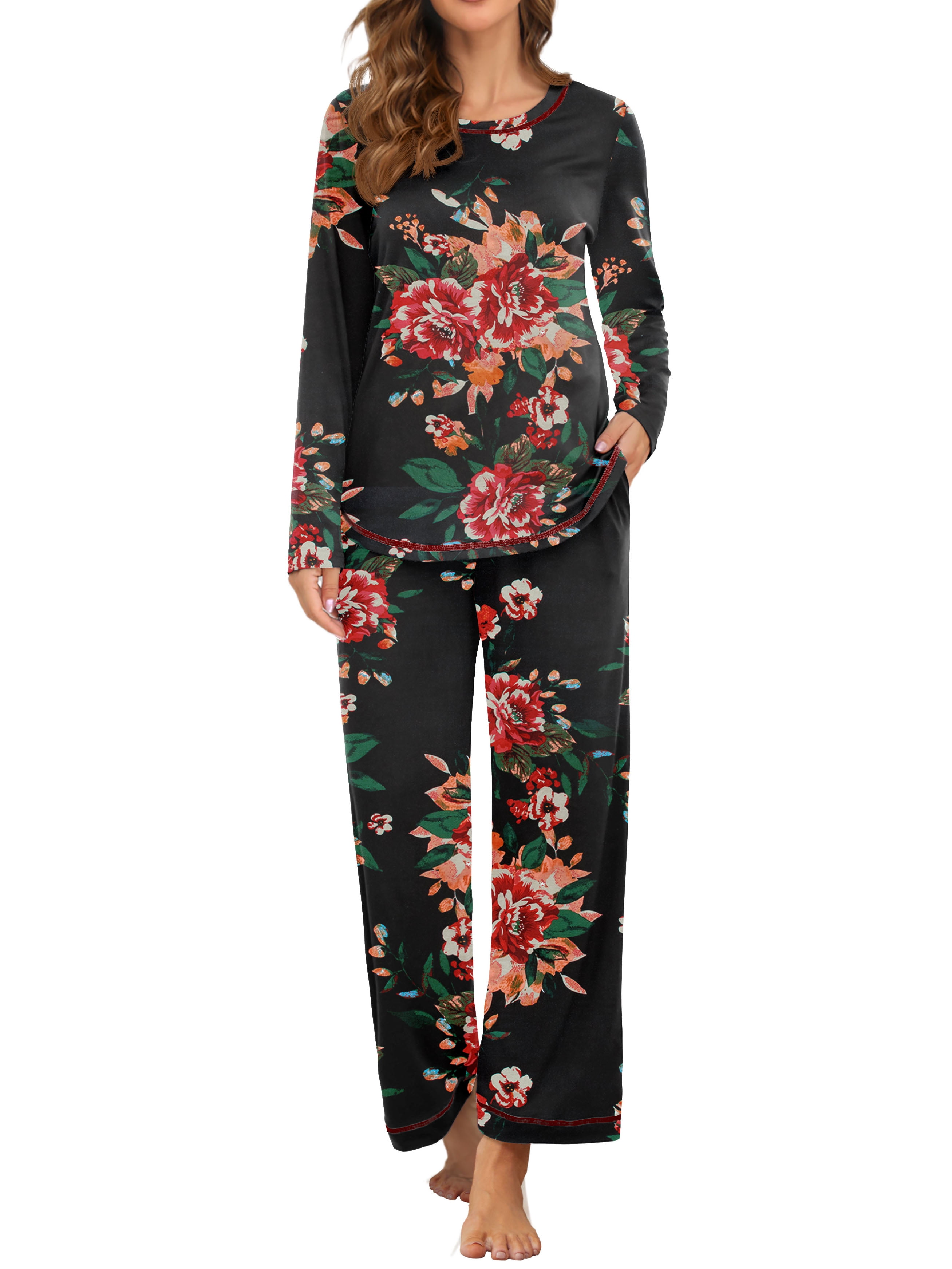 MINTREUS Women's Pajama Set Long Sleeve Sleepwear Set Soft Two Piece ...