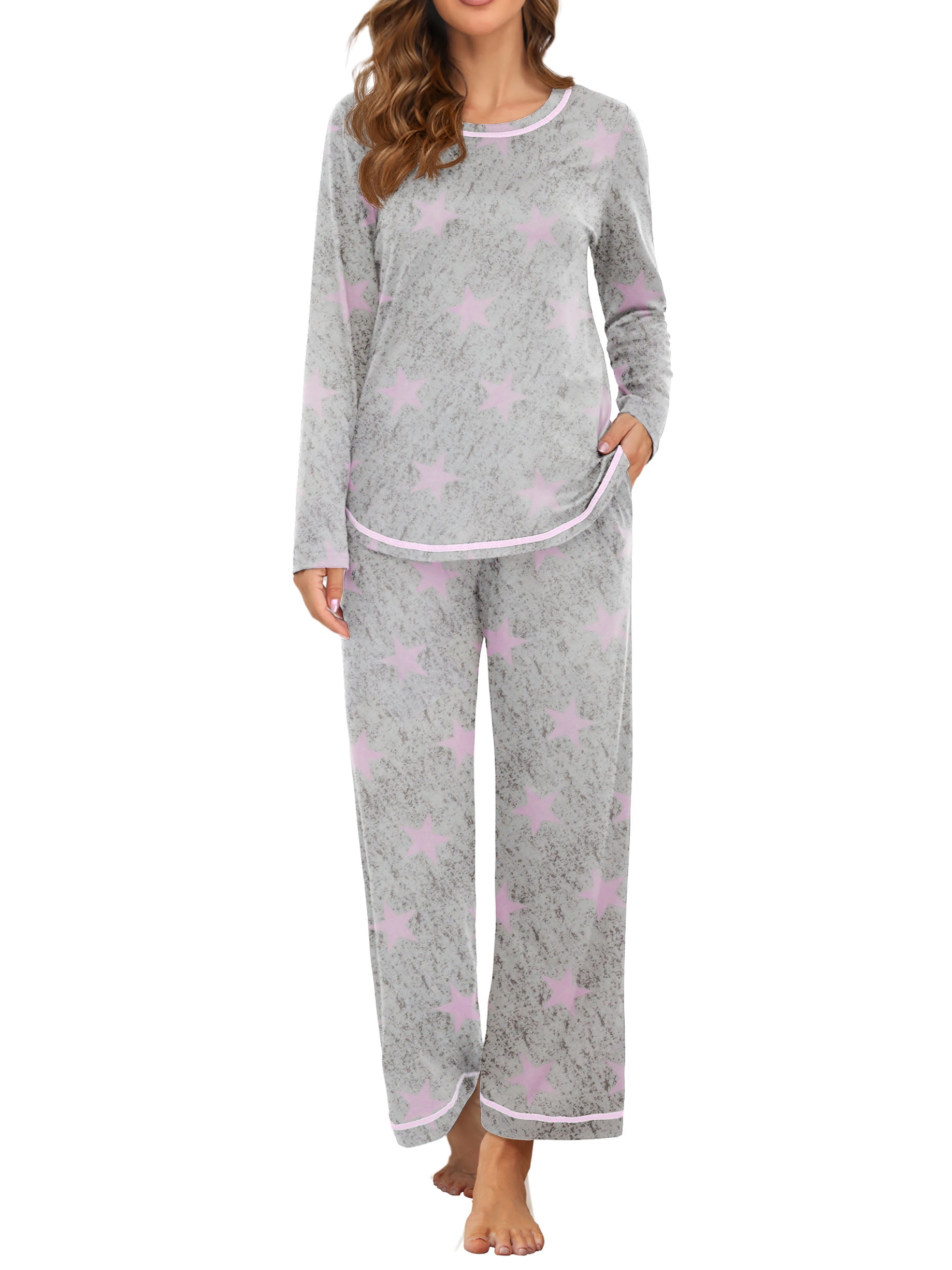 MINTREUS Women's Pajama Set Long Sleeve Sleepwear Set Soft Two Piece ...