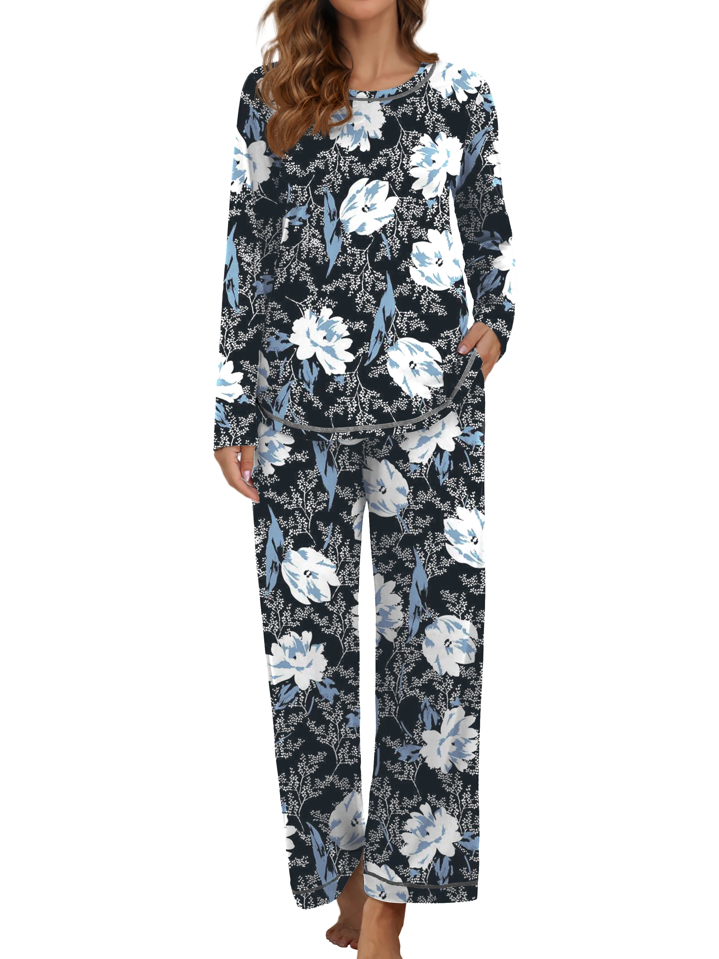 MINTREUS Women's Pajama Set Long Sleeve Sleepwear Set Soft Two Piece ...