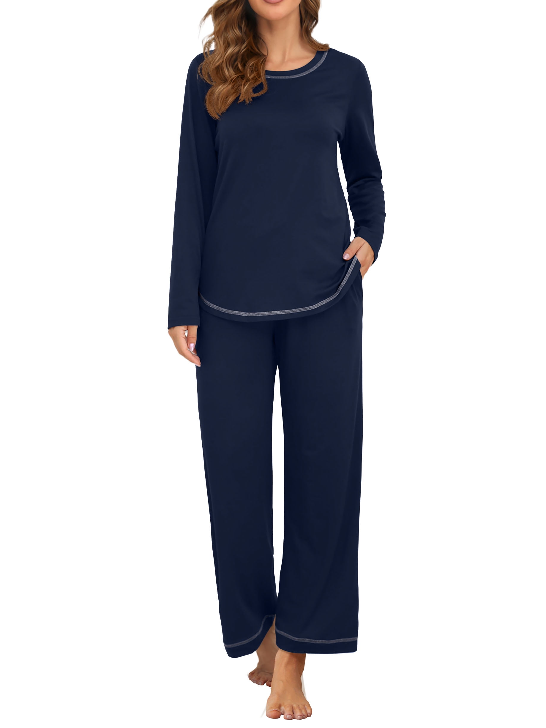 MINTREUS Women's Pajama Set Long Sleeve Sleepwear Set Soft Two Piece ...