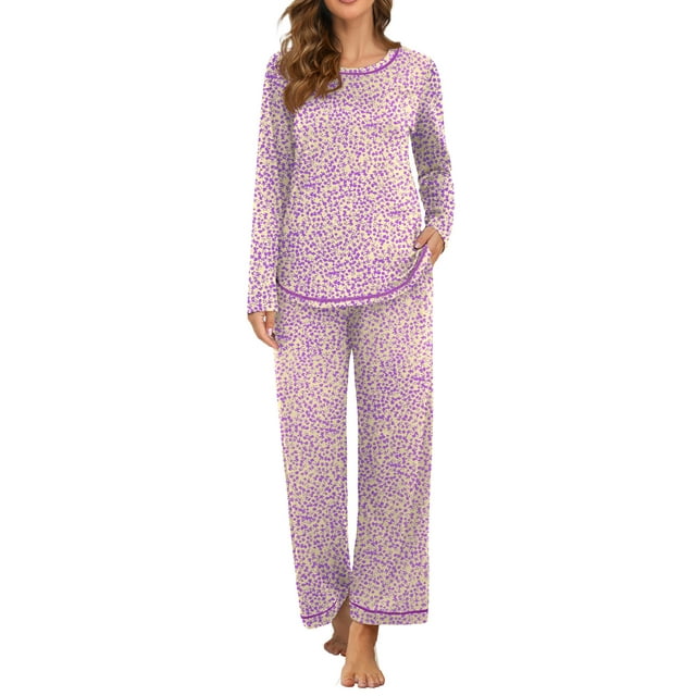 MINTREUS Women's Pajama Set Long Sleeve Sleepwear Set Soft Two Piece ...
