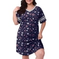 MINTREUS Women's Plus Size Nightgown Short Sleeve Nightshirt V Neck ...