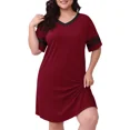 MINTREUS Women's Plus Size Nightgown Short Sleeve Nightshirt V Neck ...