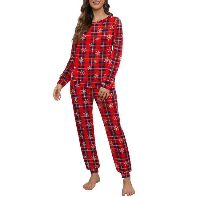 MINTREUS Womens Pajama Set Long Sleeve Sleepwear Nightwear Soft Pjs ...