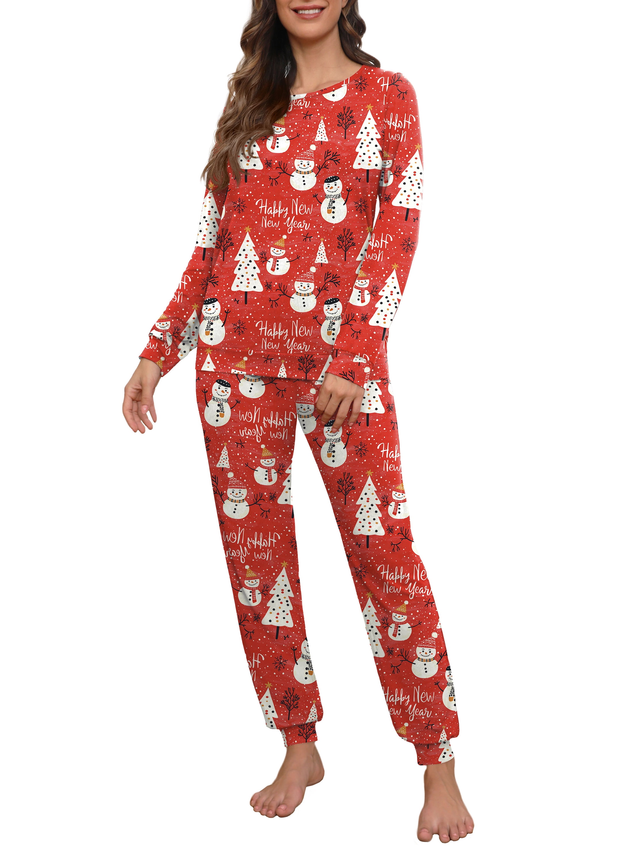 Mintreus Womens Pajama Set Long Sleeve Sleepwear Christmas Nightwear