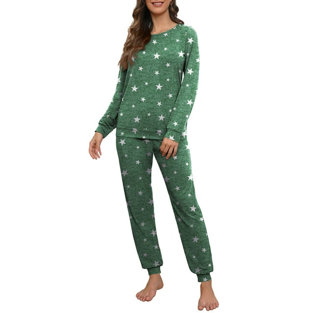 MINTREUS Womens Pajama Set Long Sleeve Sleepwear Nightwear Soft Pjs ...