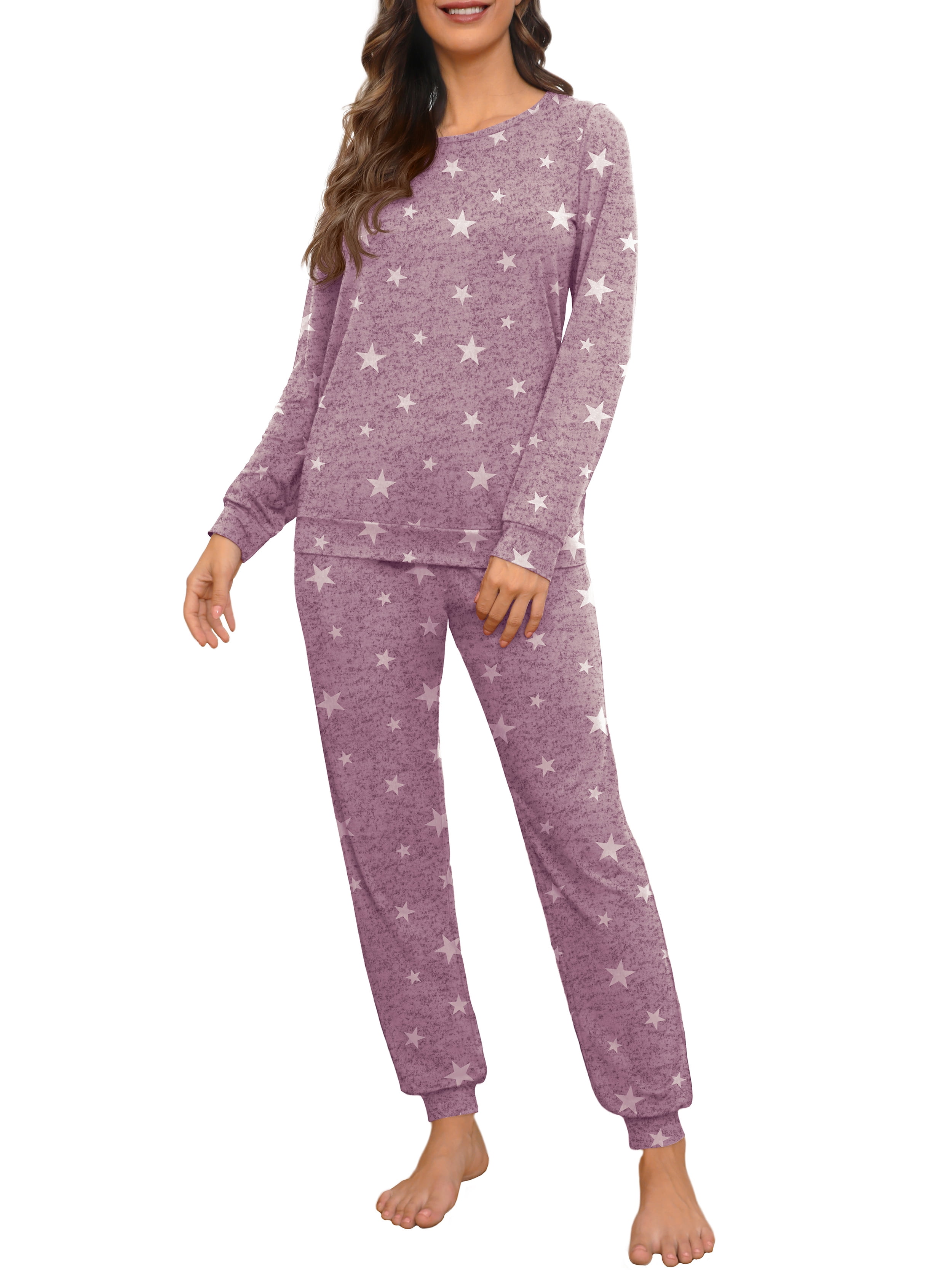 MINTREUS Womens Pajama Set Long Sleeve Sleepwear Nightwear Soft Pjs ...