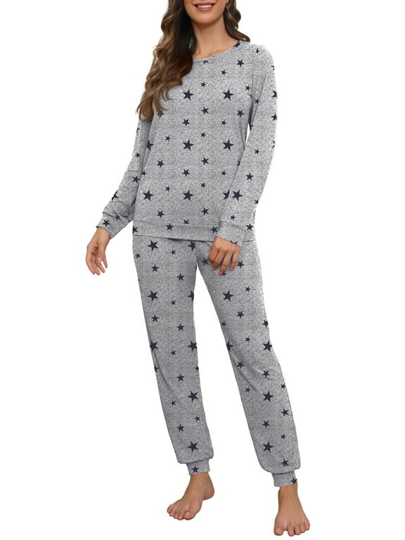 2 Piece Womens Pajama Sets - darkgreen Lemon Soft Sleepwear Comfy ...