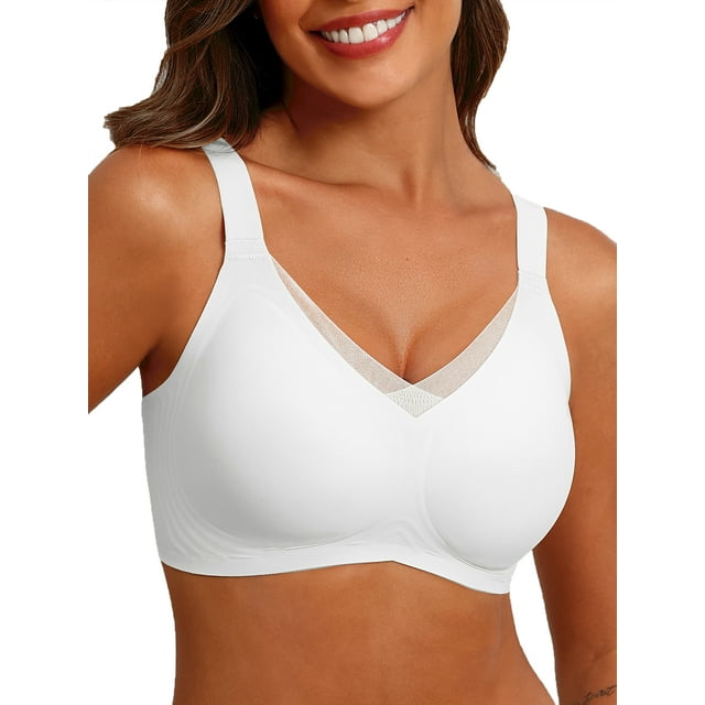 MINTREUS Womens Wireless Bras V Mesh Comfortable Bralette Supportive Tshirt Bra No Underwire ...