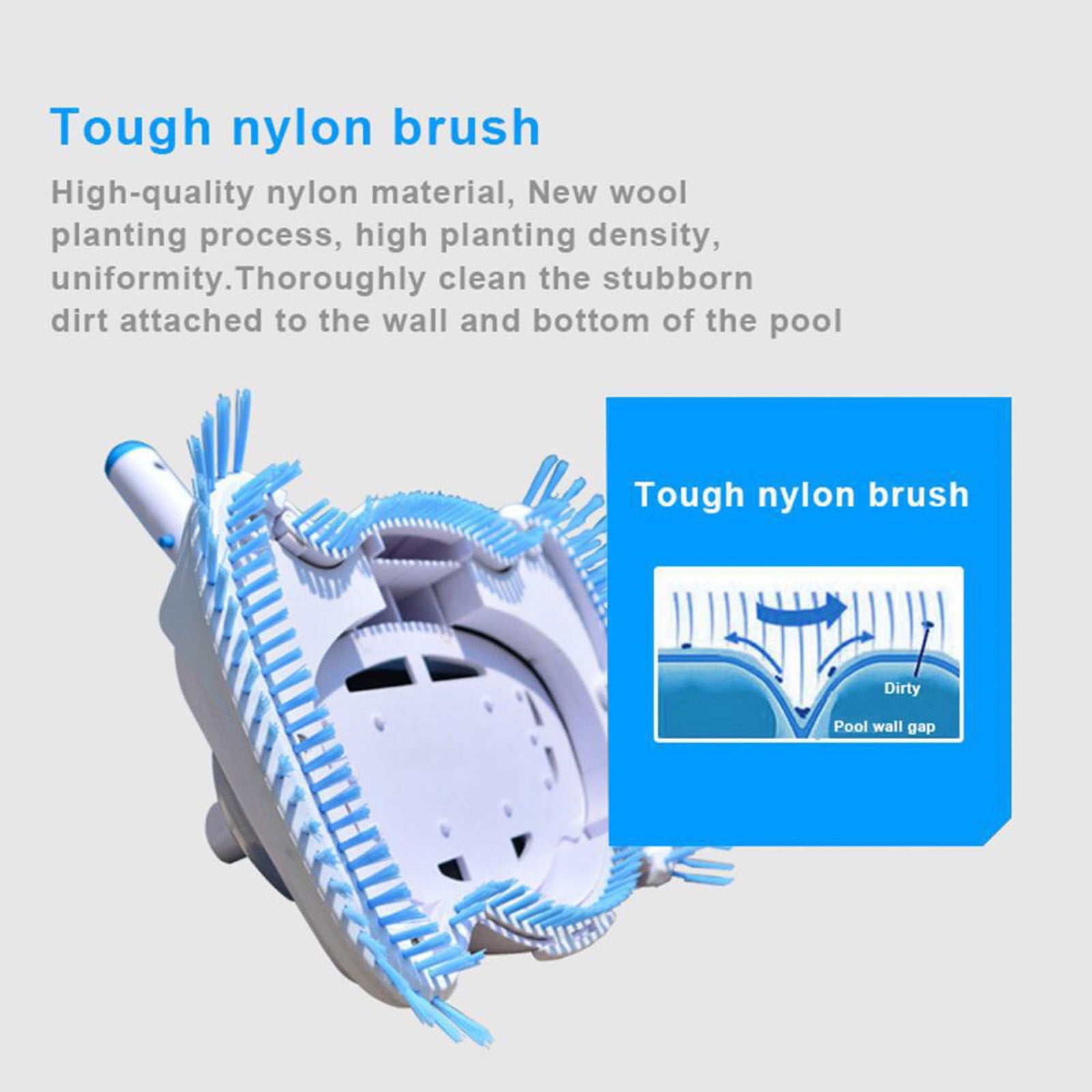 MINzYI Pool Step & Corner Brush,180 Degree Rotation Handle Scrub Brush ...