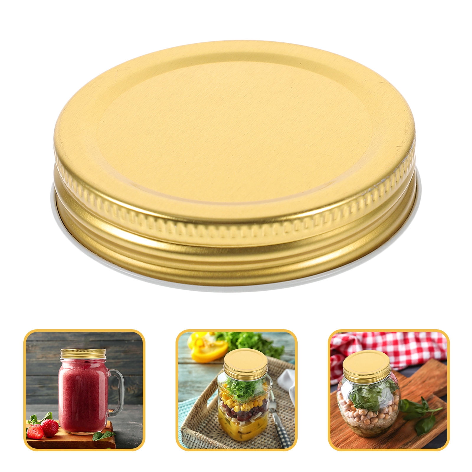 MIPCASE 10Set Tinplate Mason Jar Lids 70mm Golden for Airtight Sealing ...