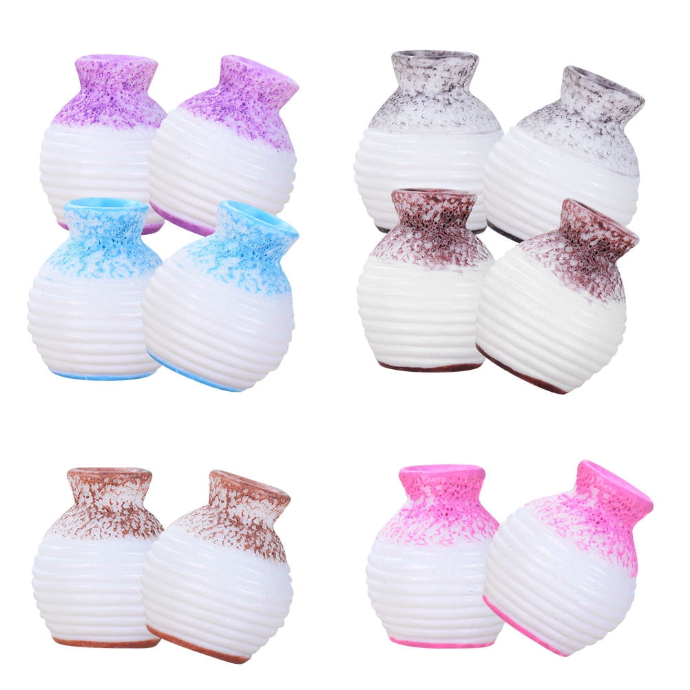 MIPCASE 12Pcs Mini House Decoration Flower Bottle Ornament Beige Resin ...