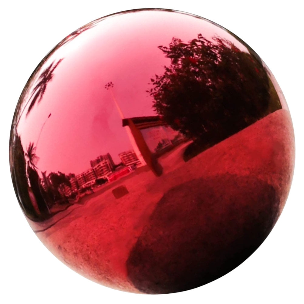MIPCASE 1Pack Red Round Gazing Ball Stainless Steel Outdoor Garden ...