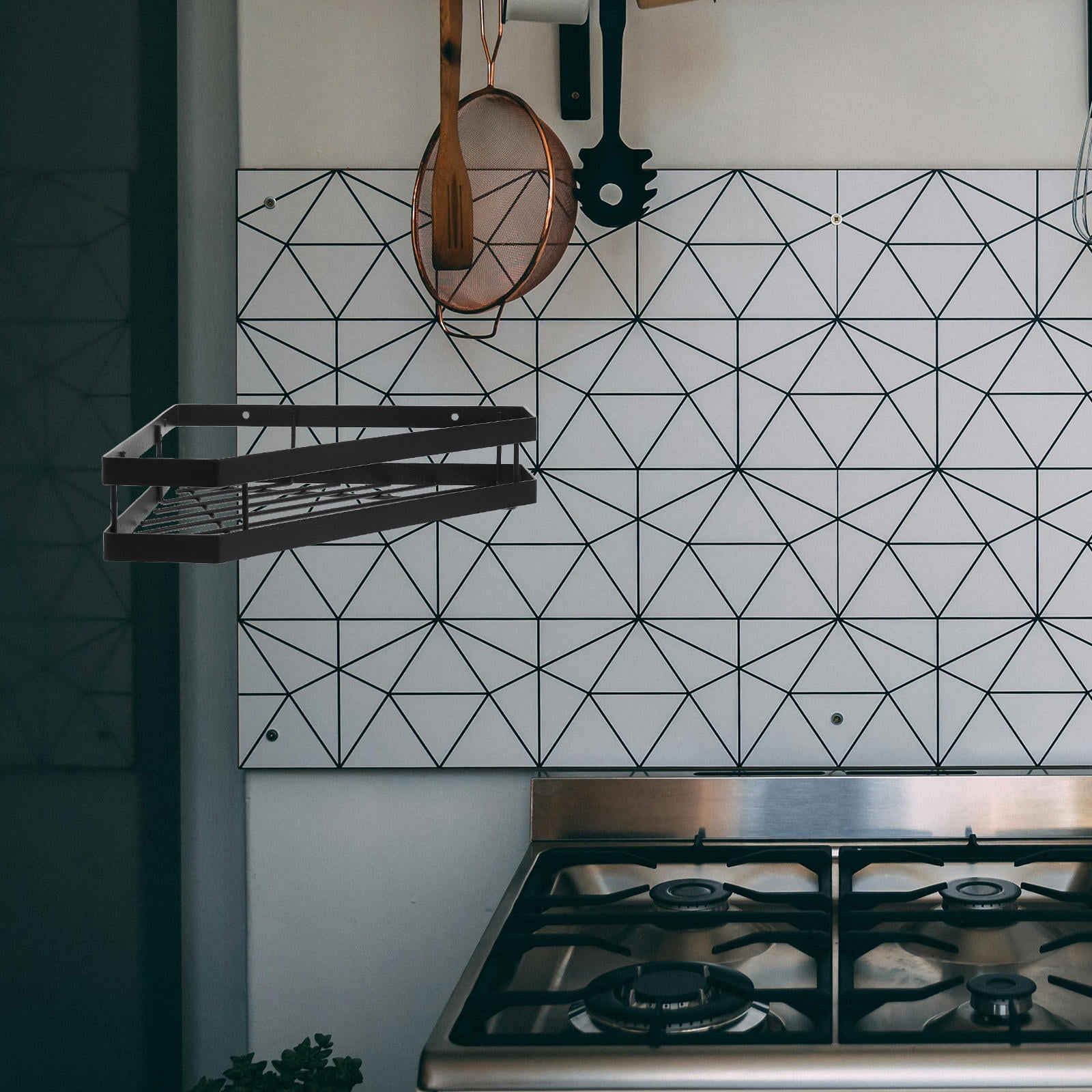 MIPCASE 1Pc Kitchen Storage Shelf Wall-Mounted Metal Rack 11.8x8.3x2 ...