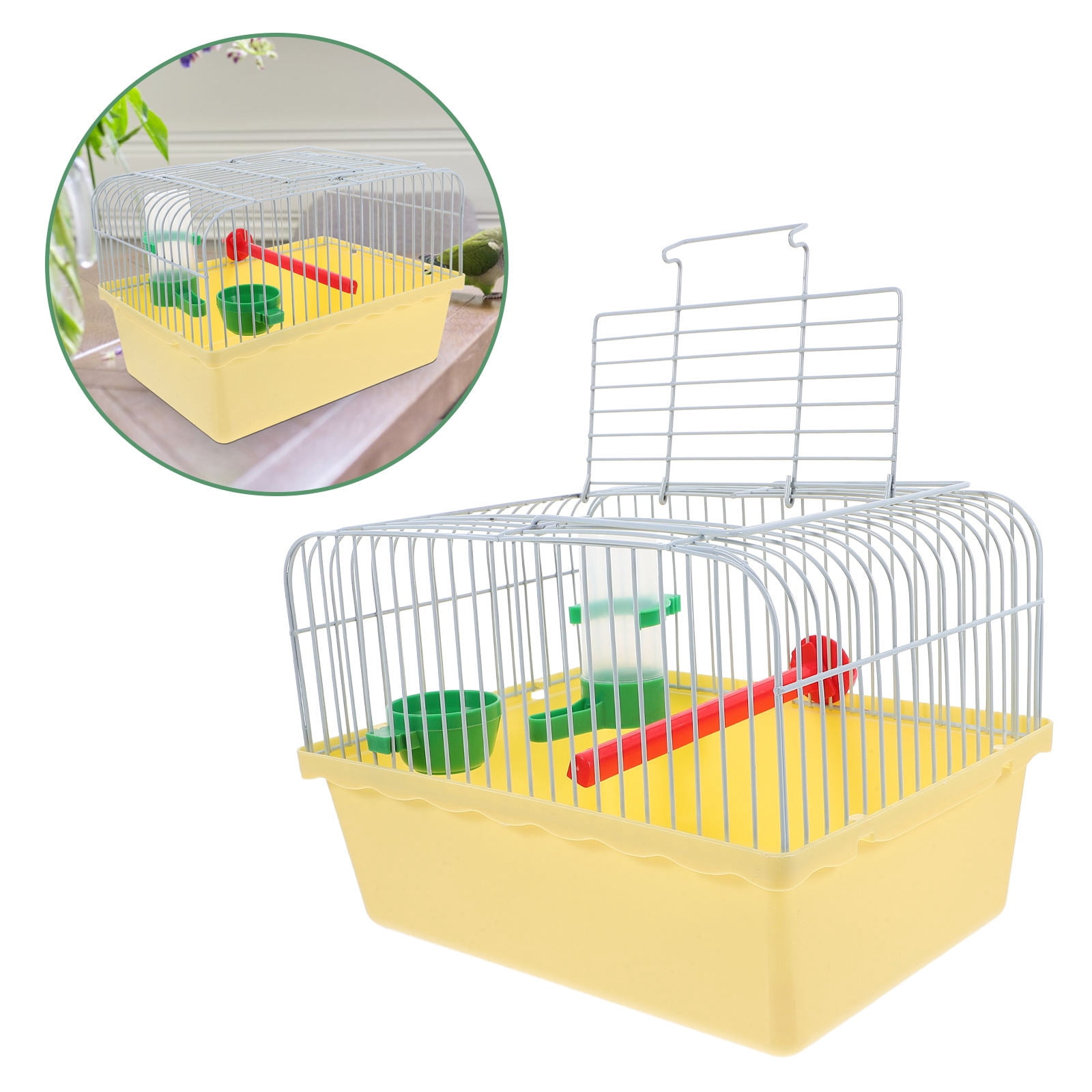 MIPCASE Portable Yellow Bird Travel Cage with Perch Food Box and Water ...