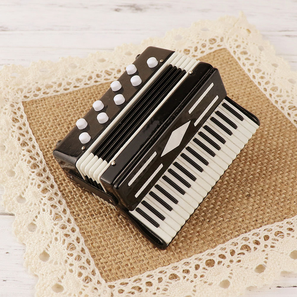 MIPCASE 1Pack Mini Accordion Shape Black Wood Plastic Musical ...