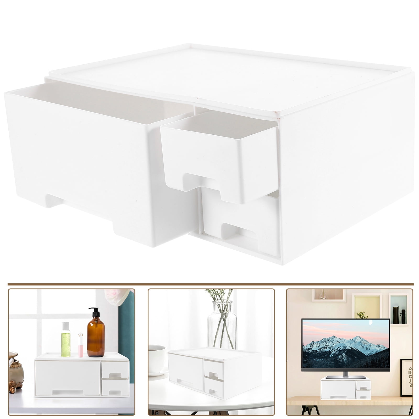 MIPCASE 1Set White ABS Plastic Monitor Stand with Shelves for Computer ...