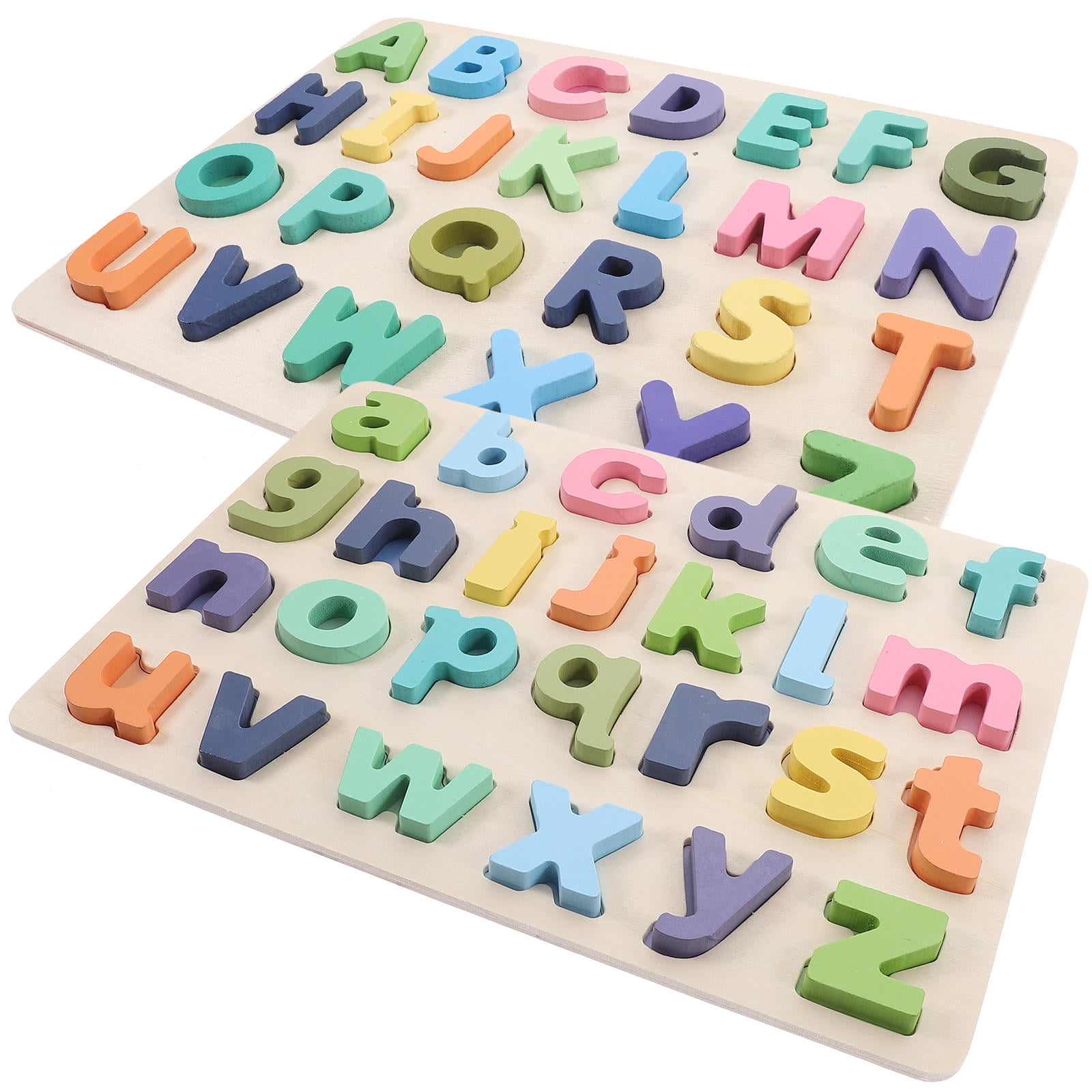 MIPCASE 2 Sets of Letter Matching Board English Alphabet Puzzle Wood ...