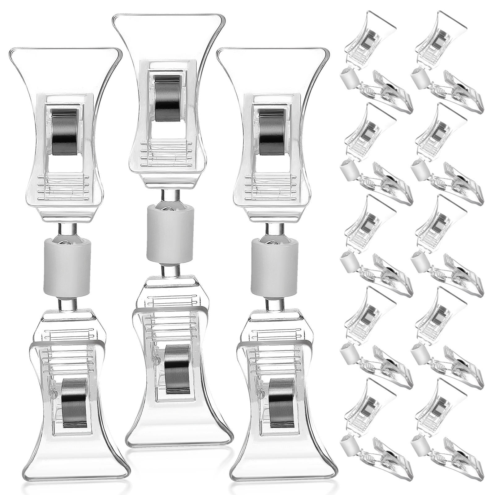 MIPCASE 20Pcs Double Sided Clips Transparent Material Sign Holder Clip ...