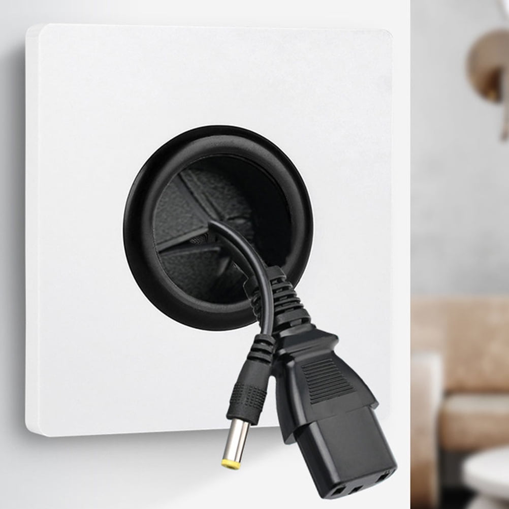 MIPCASE 2Pcs White Rubber Gasket Cover Plate with Cable Pass Through for Wall Hole Management ...