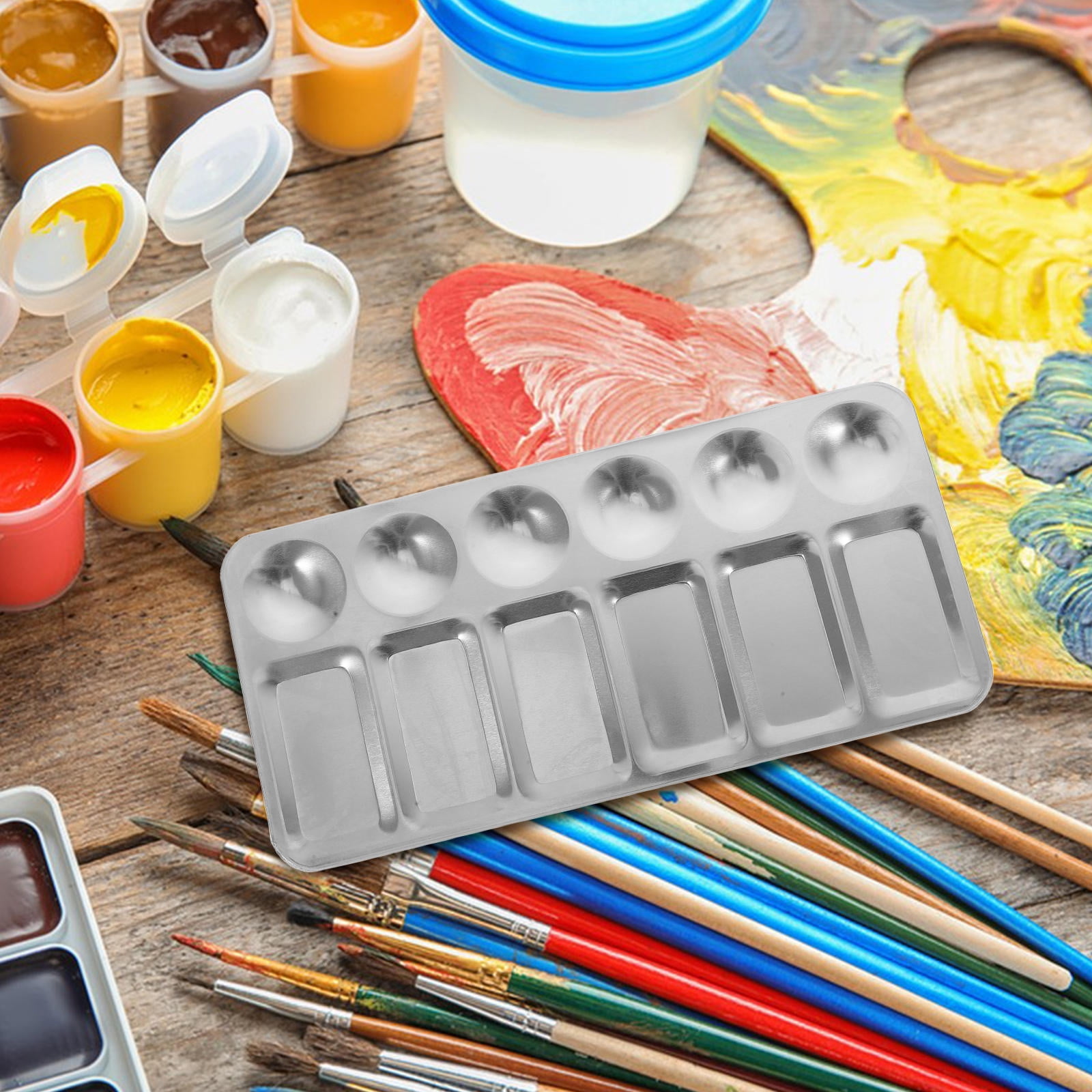 MIPCASE 2Set Stainless Steel Paint Mixing Tray with 12 Compartments for ...