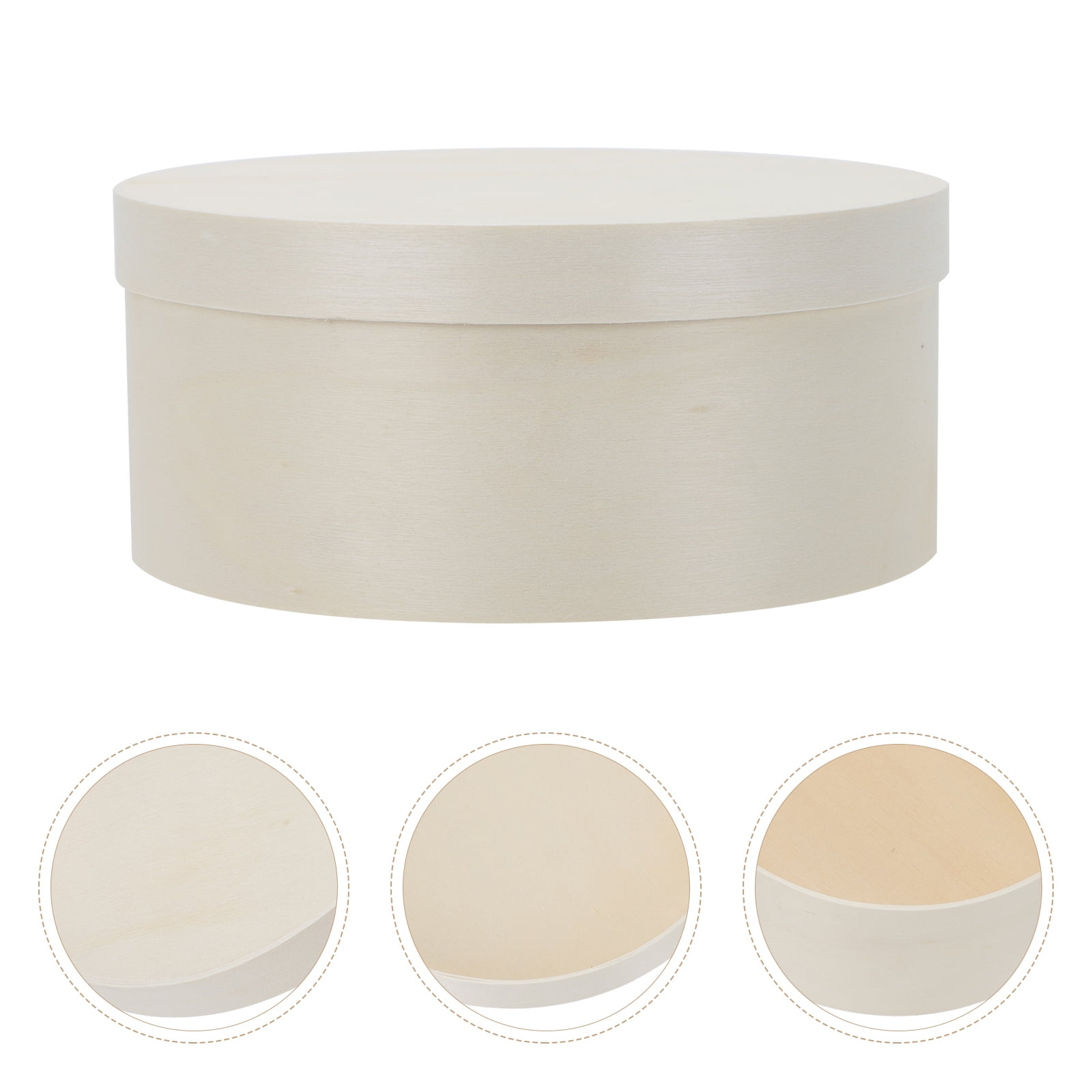 MIPCASE 2Pcs Round Cake Packing Box Made of Natural Wood Beige Food ...