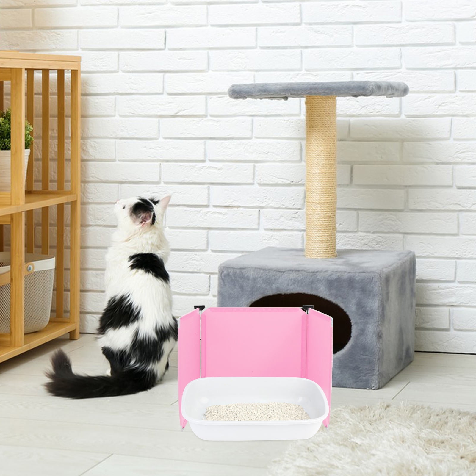 MIPCASE 3Pcs Pink Cat Litter Box Splash Guards Plastic Resin Prevent ...