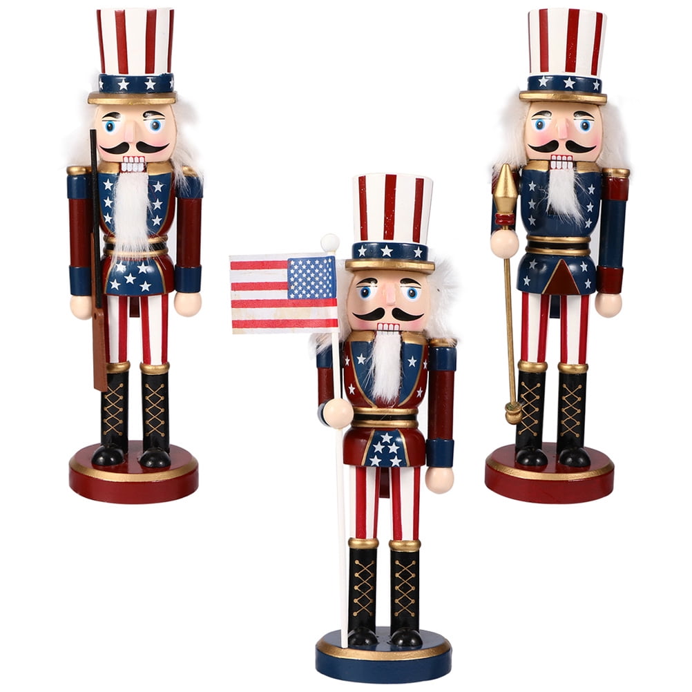 MIPCASE Independence Day Decor Nutcracker Figurine Wood Assorted Color ...