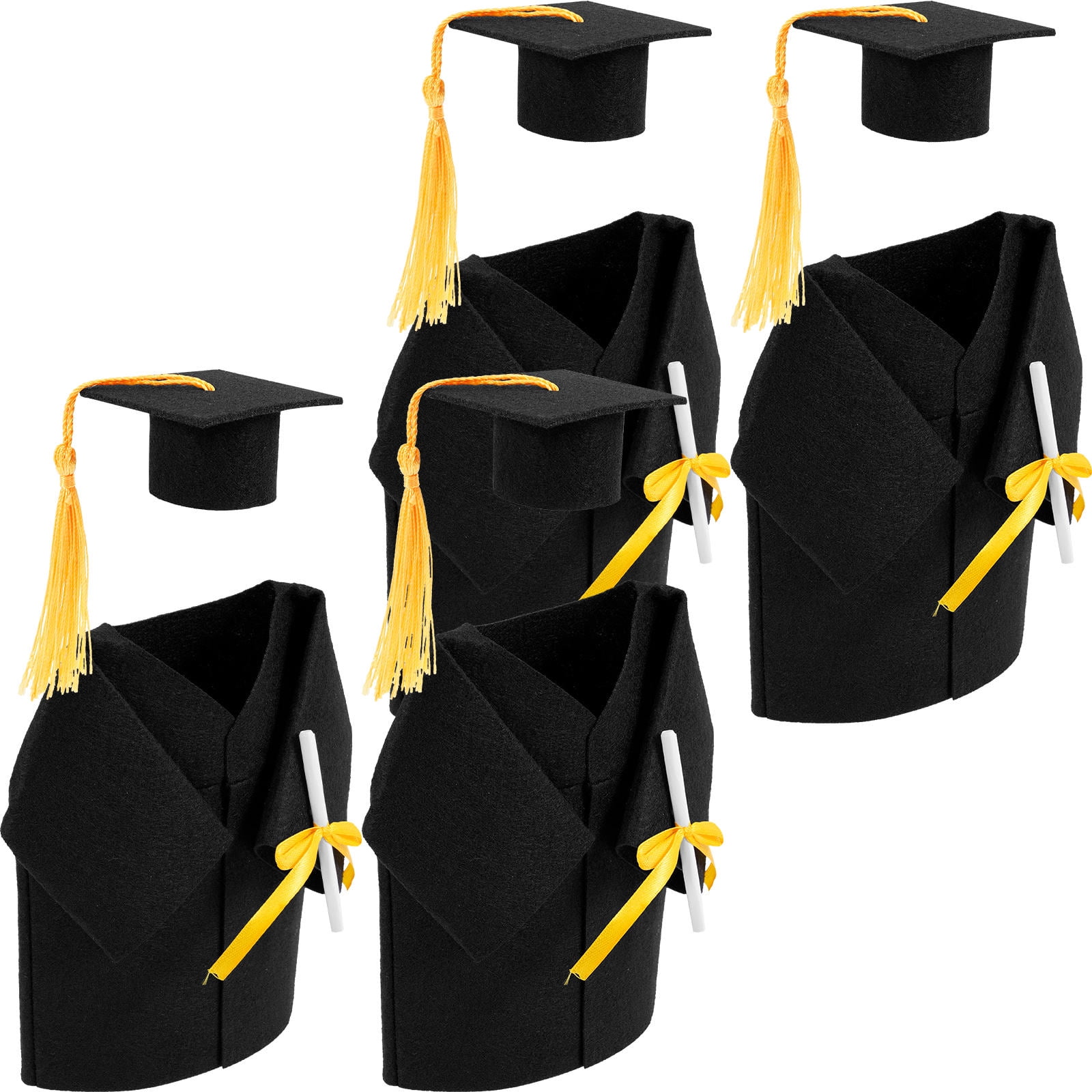 MIPCASE 4 Sets of Small Graduation Caps Crafts Black Hard Cloth ...
