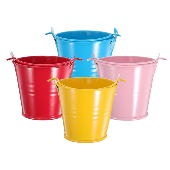 MIPCASE Set of 4 Mini Colorful Metal Buckets with Handles, Tin Pails ...
