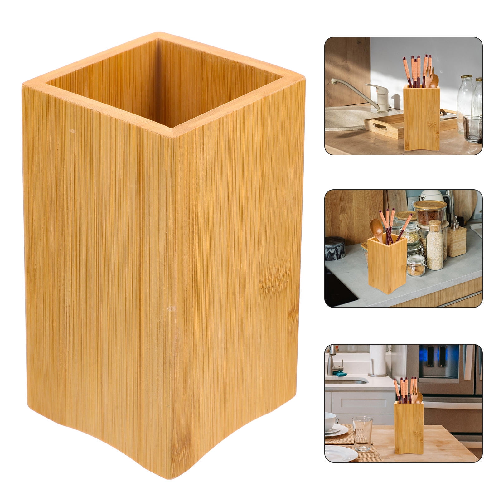 MIPCASE Chopstick Holders Storage Kitchen Holder Bamboo Drain Water ...