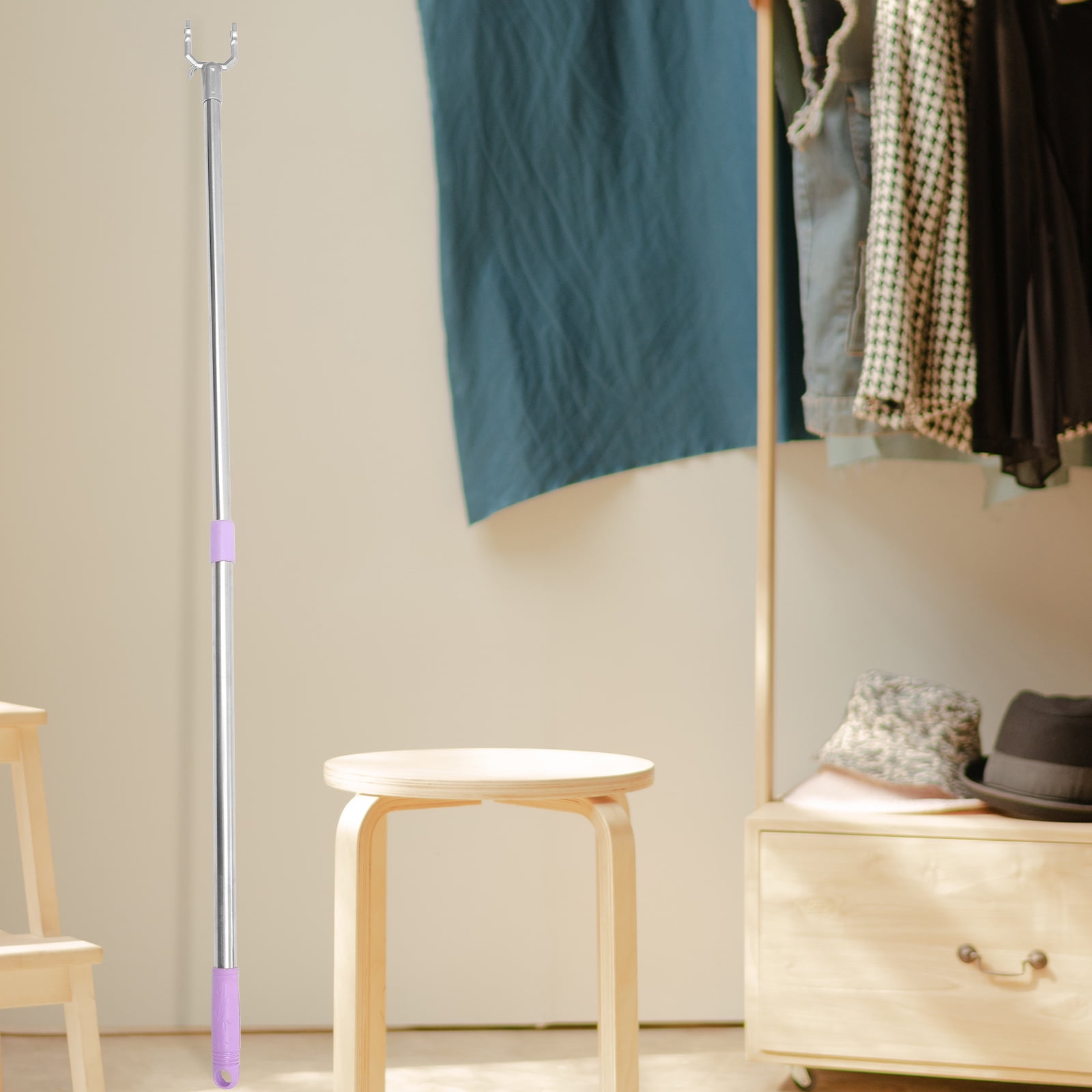 MIPCASE Adjustable Metal Clothes Fork Pole for Balcony and Wardrobe Use ...