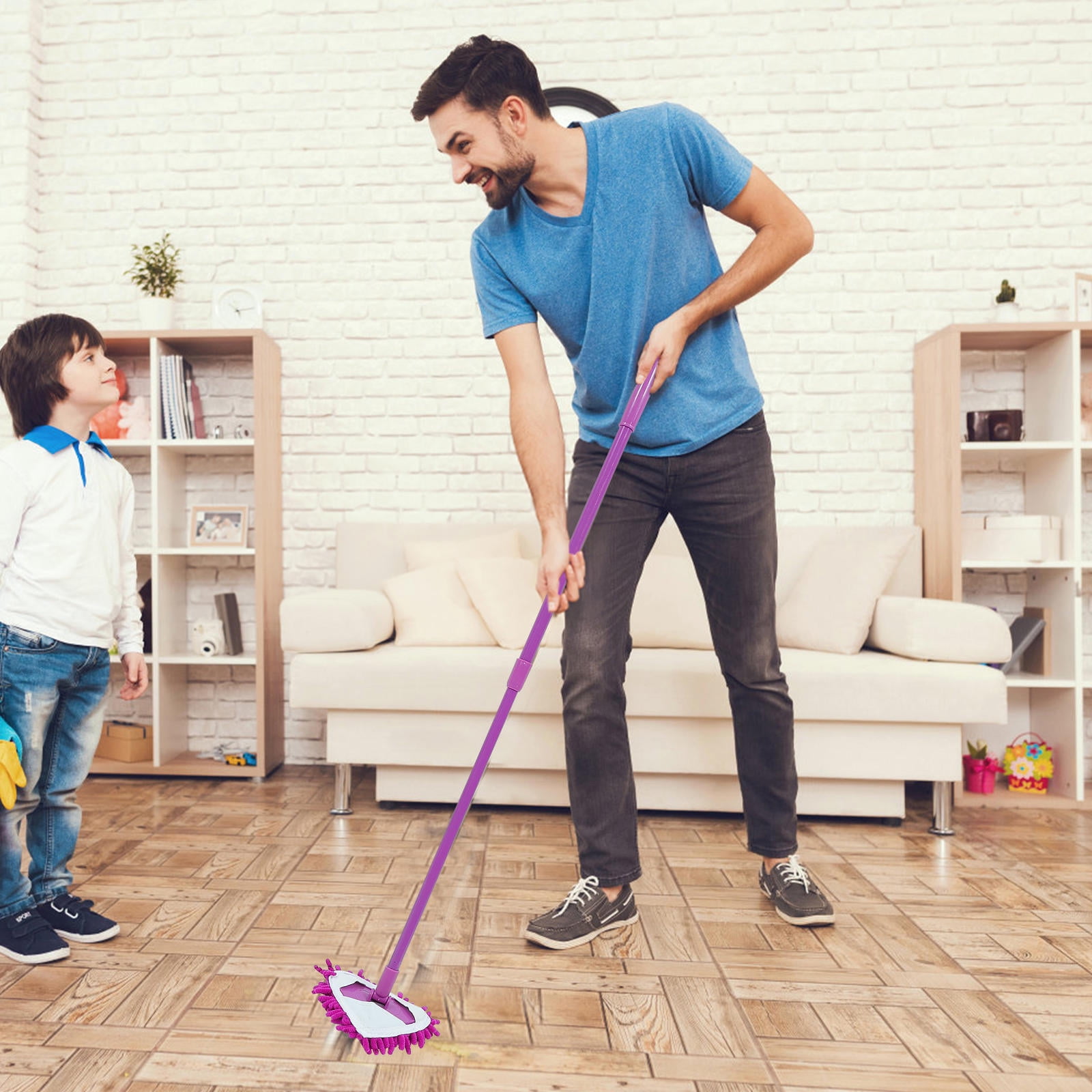 MIPCASE Triangle Dust Mop Triangular Cleaning Mop Plastic Purple 1 Set ...